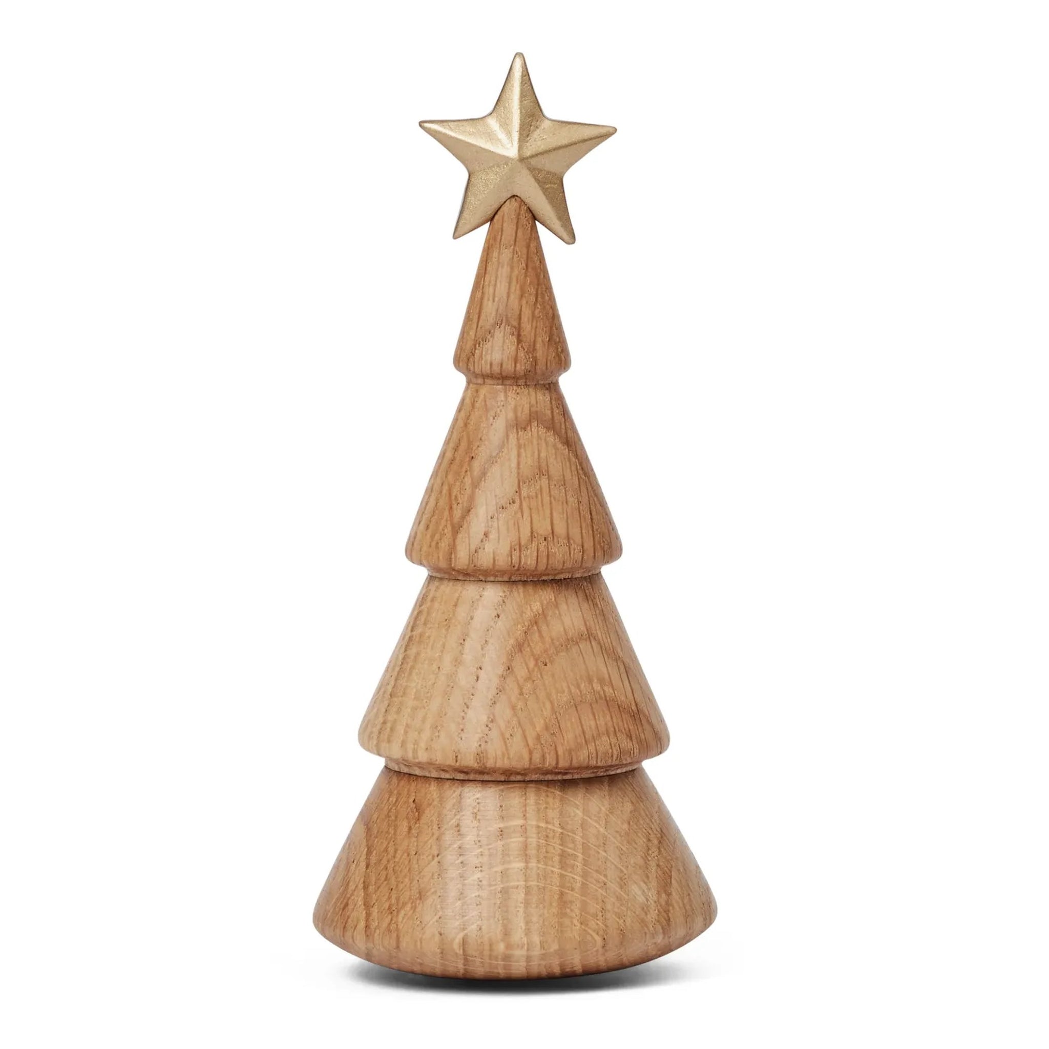 THE CHRISTMAS TREE OAK - Wooden Christmas Tree with Gold Star - Tumble