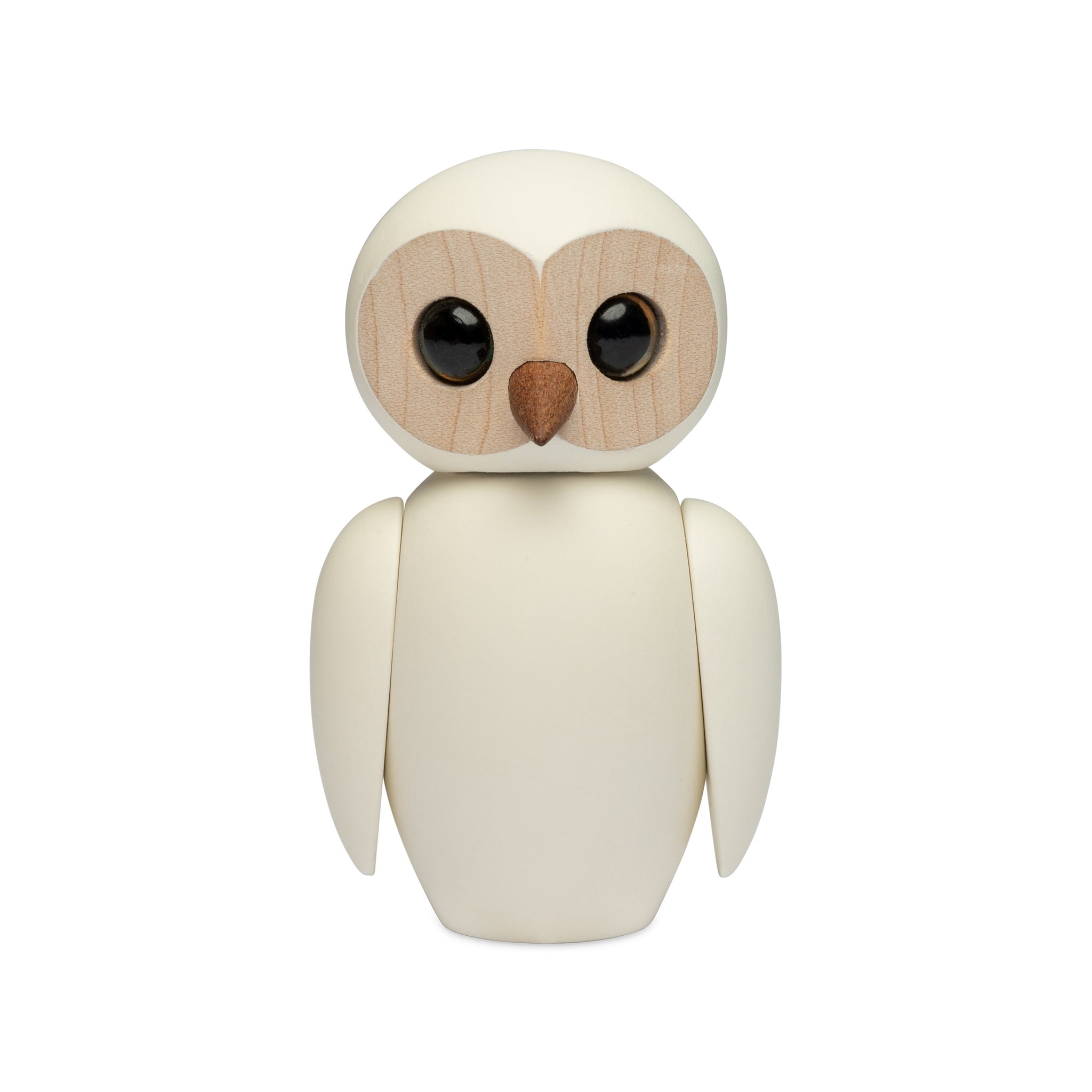 WISE WHITE- Kleine weisse Schnee-Eule Dekofigur aus Holz - 7 cm hoch