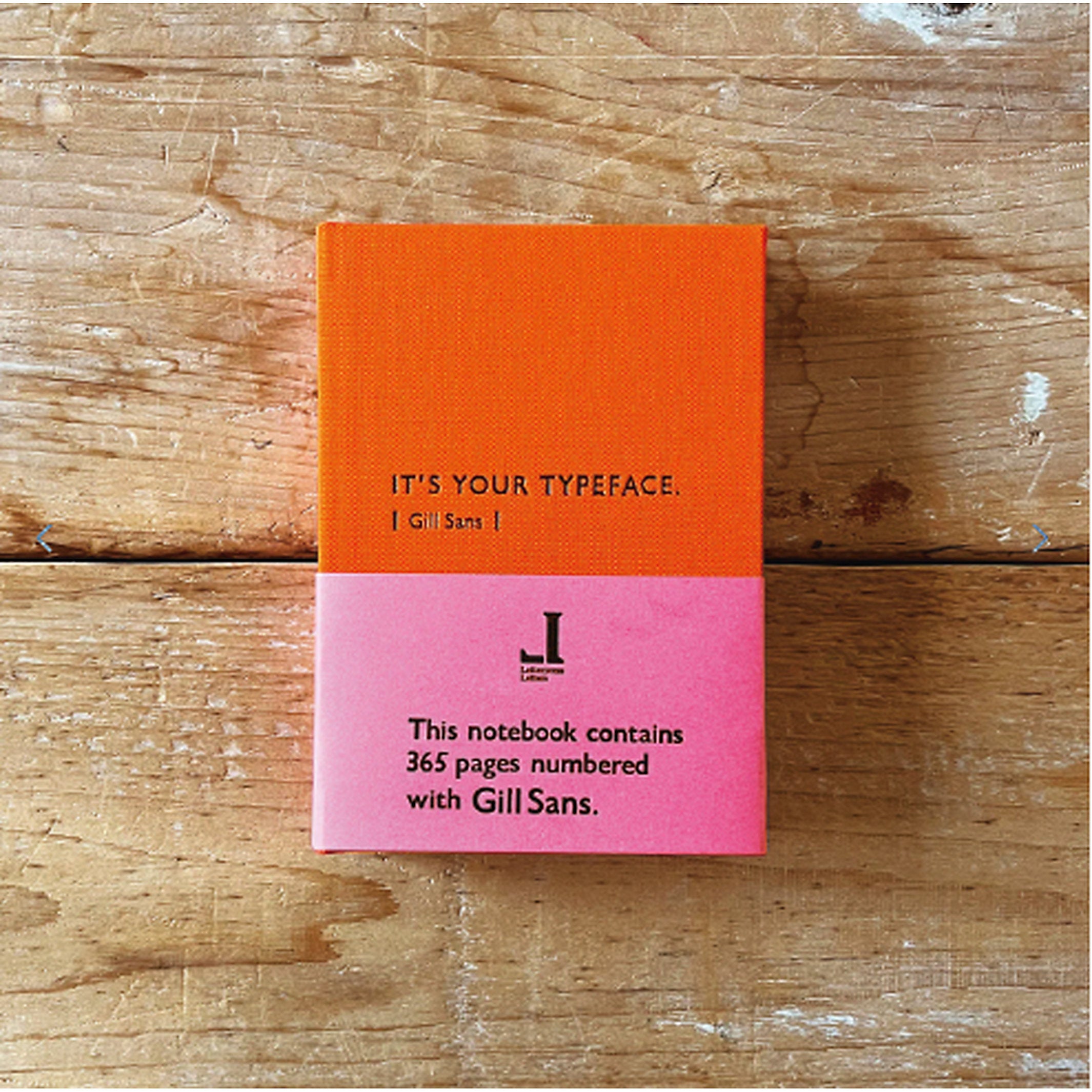 TYPEFACE NOTEBOOK GIL SANS Orange – Handgefertigtes Letterpress-Notizb