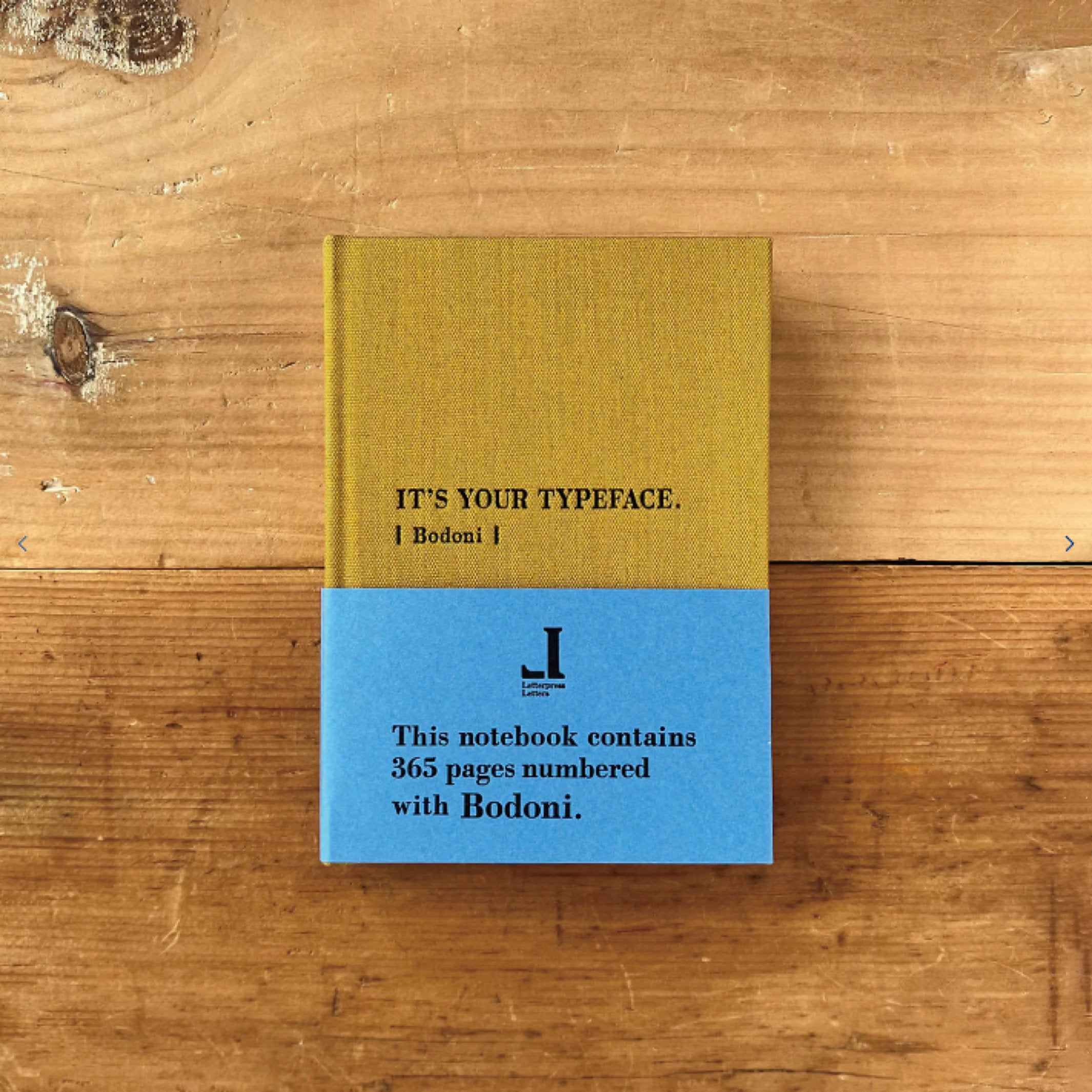 TYPEFACE NOTEBOOK BODONI Gold – Handgefertigtes Letterpress-Notizbuch