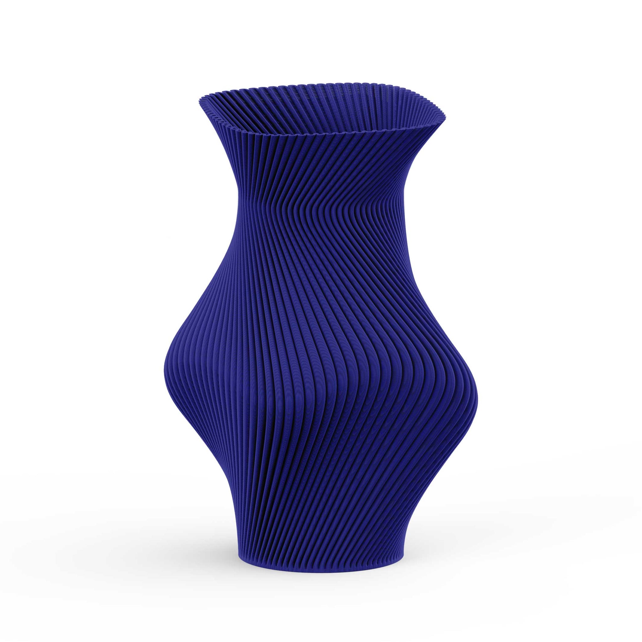 FLARE VASE Blue - 3D printed vase with inner glass vase - 20 cm high