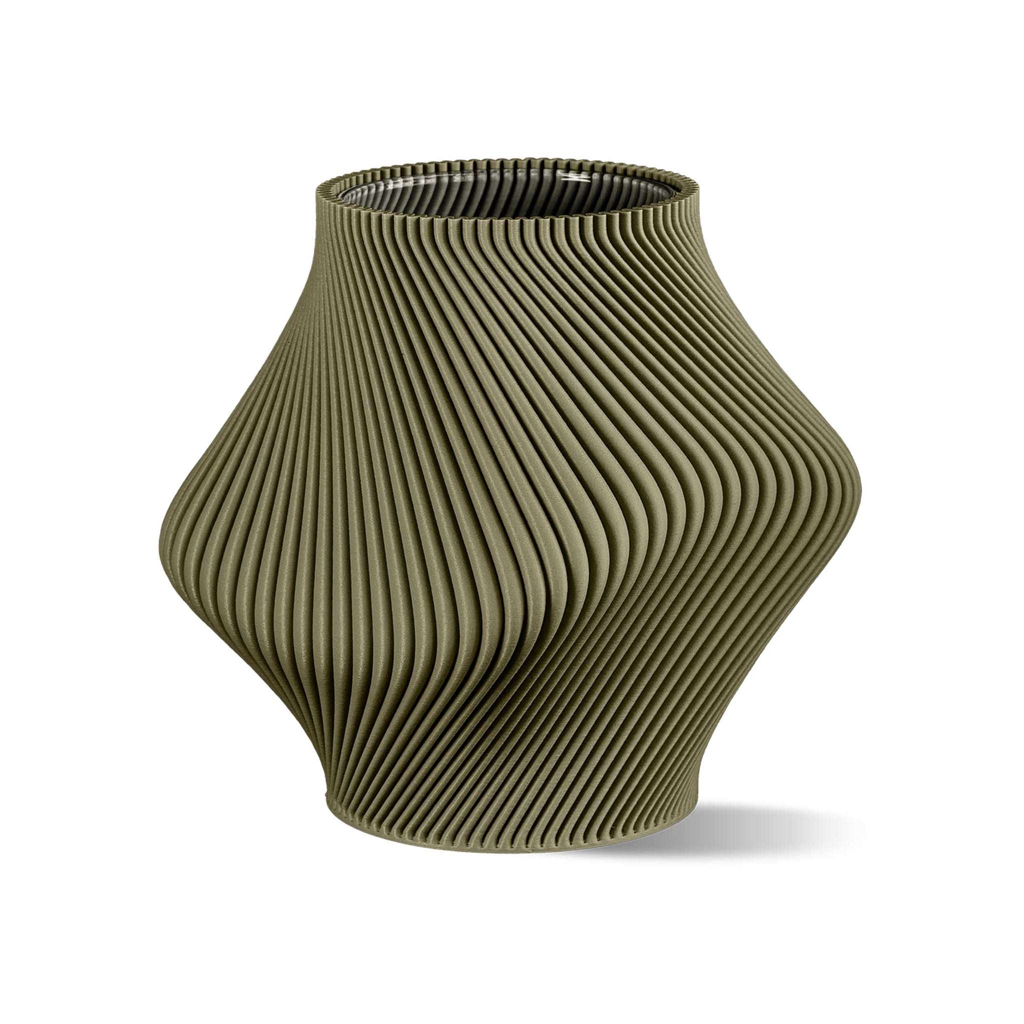 BLOZ VASE Olive - 3D gedruckte VASE mit Innenvase-| 20 cm hoch | Sheyn