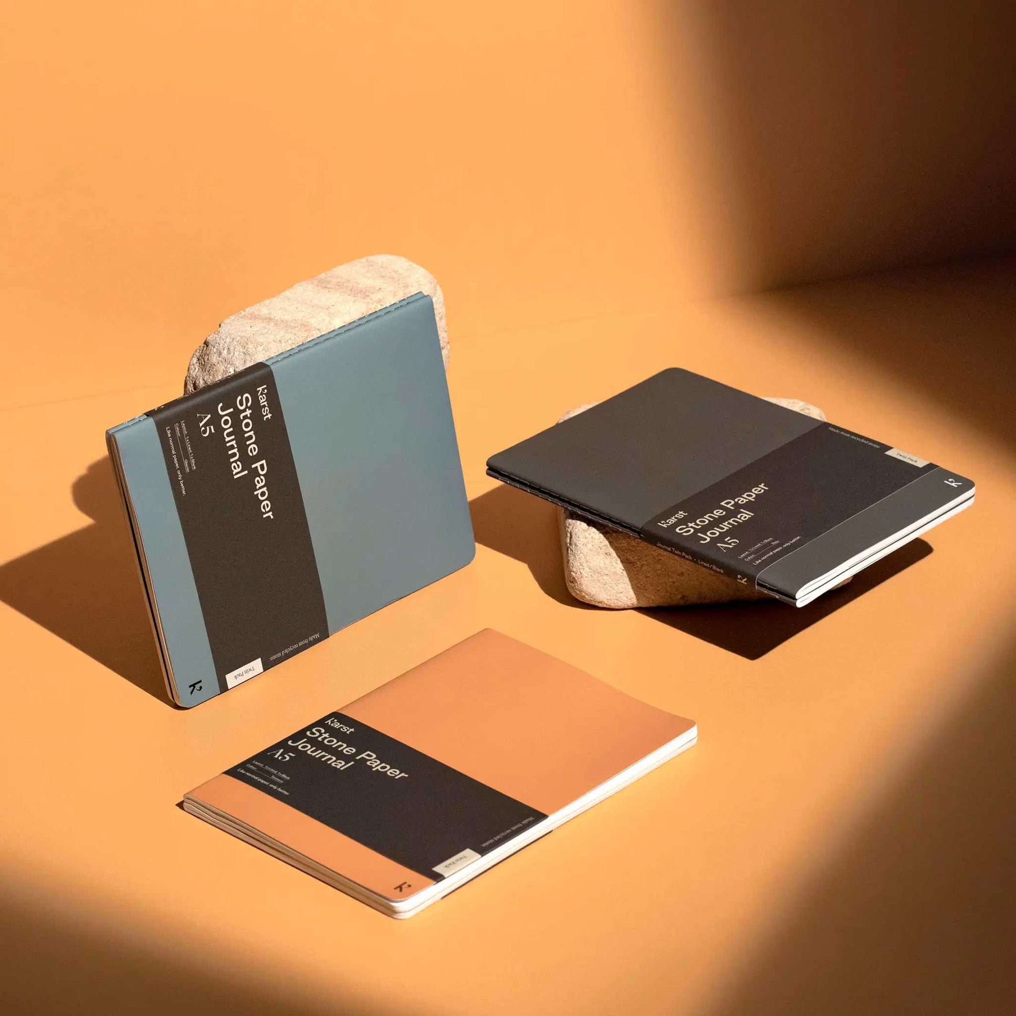 Softcover JOURNALS | Twin Pack | A5 lined & blank | Karst Stone Paper