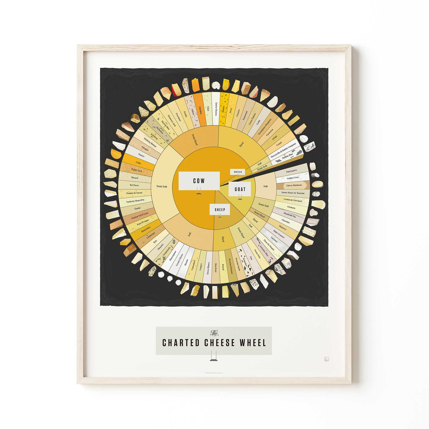 THE CHARTED CHEESE WHEEL | Infographic CHEESE POSTER | 41x51 cm | Pop