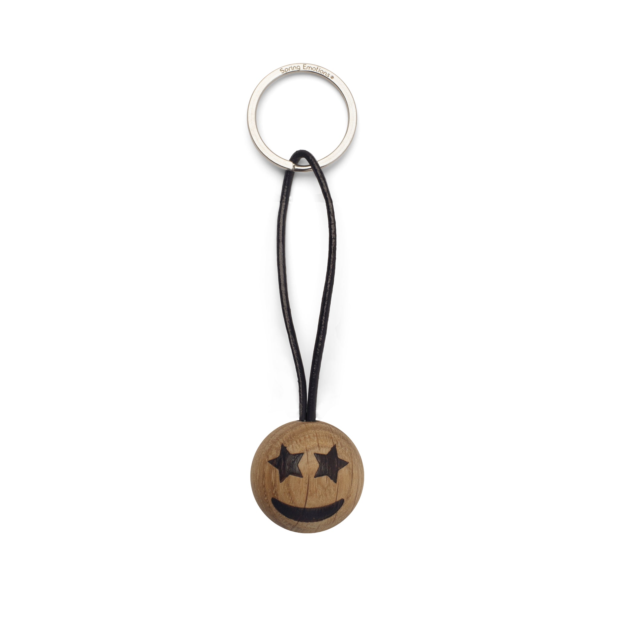 SPRING EMOTIONS KEYRING | sternförmige Augen | Holz Emoticon-SCHLÜSSEL