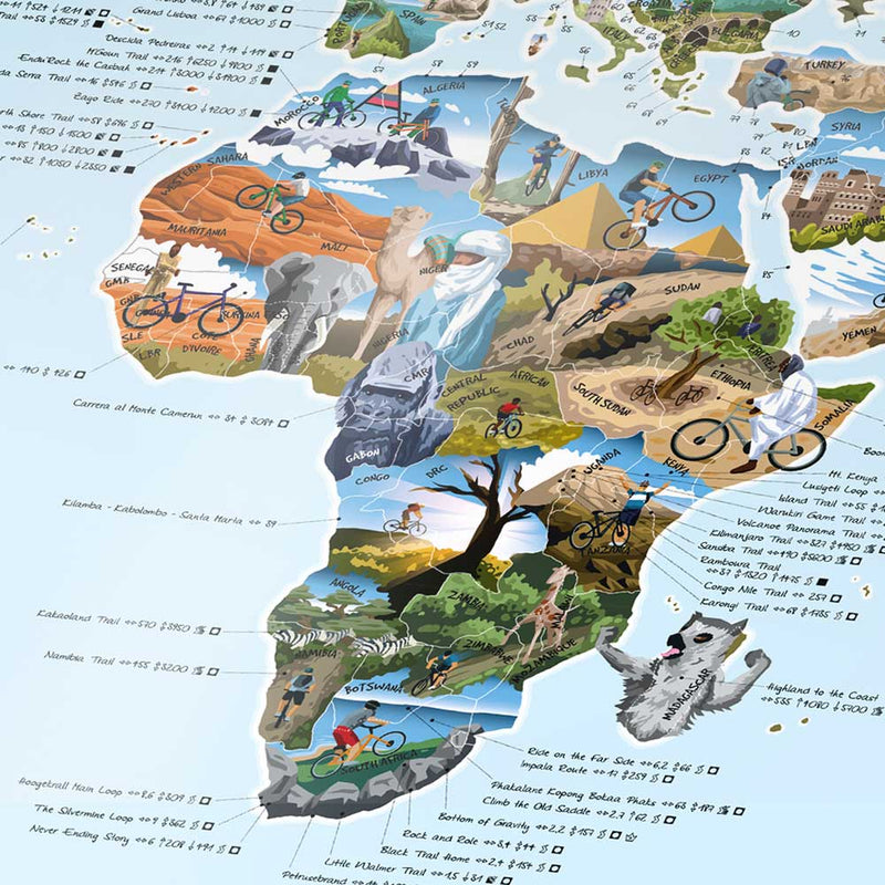 MOUNTAIN BIKE MAP | Illustrierte FAHRRAD WELTKARTE | Awesome Maps