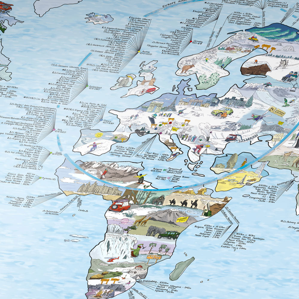 SNOWTRIP MAP | Winter sports WORLD MAP | 98x56cm | Awesome Maps